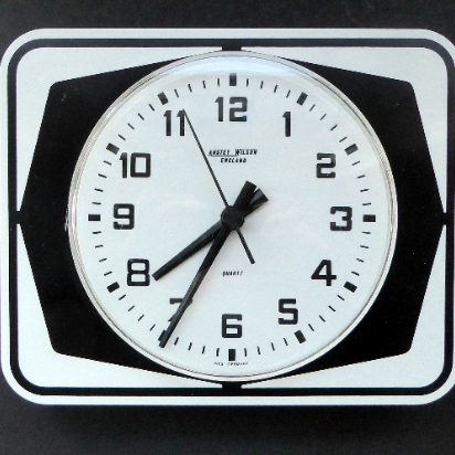 Vintage 1970s ANSTEY & WILSON Abstract Black and White Wall Clock. Goo ...