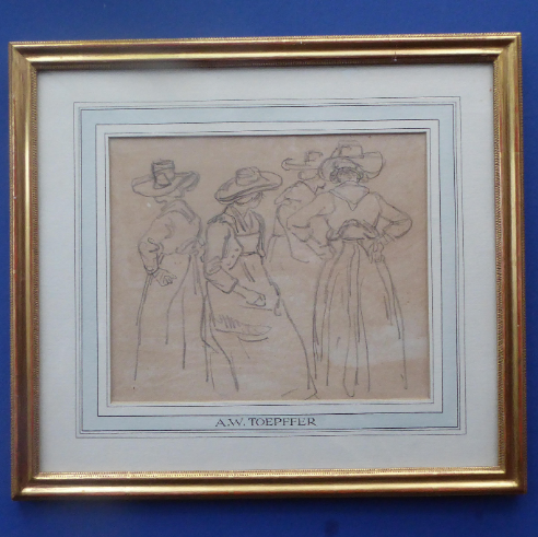19th Century Pencil Drawing by Wolfgang Adam TOEPFFER (1766 - 1847) Sw ...