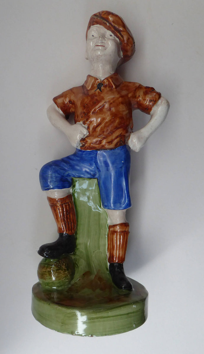 SCOTTISH POTTERY: 1920s Figurine of Wee Macgregor in Football Strip. B ...