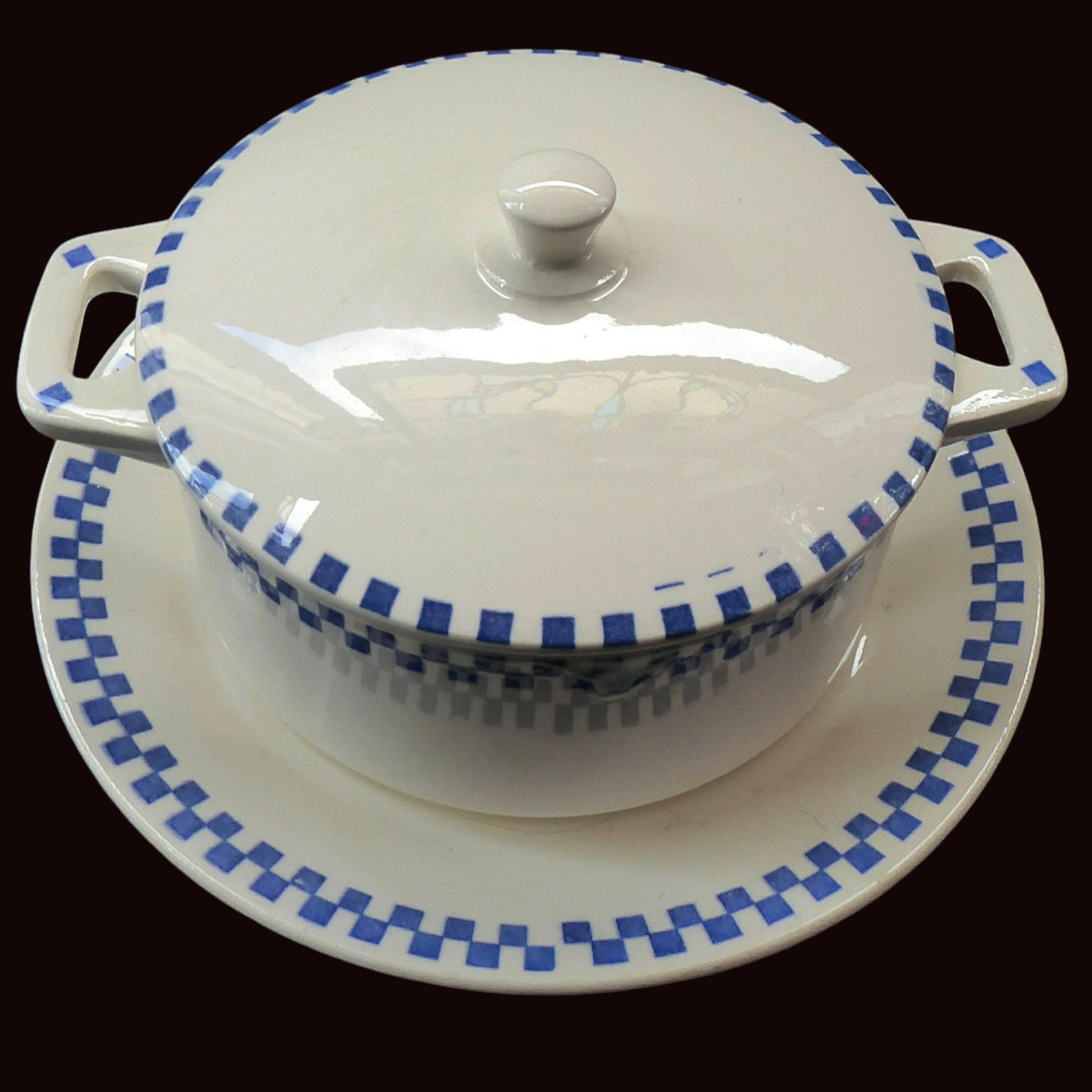 GERMAN ART DECO Waechtersbach Small Lidded Dish and Plate Stand: with ...