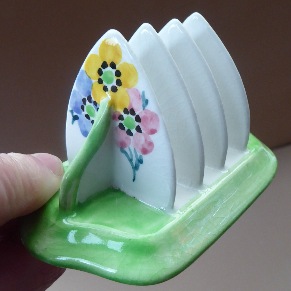 SCOTTISH POTTERY. Sweet Little 1920s BOUGH Ceramic Toast Rack. Hand Pa ...