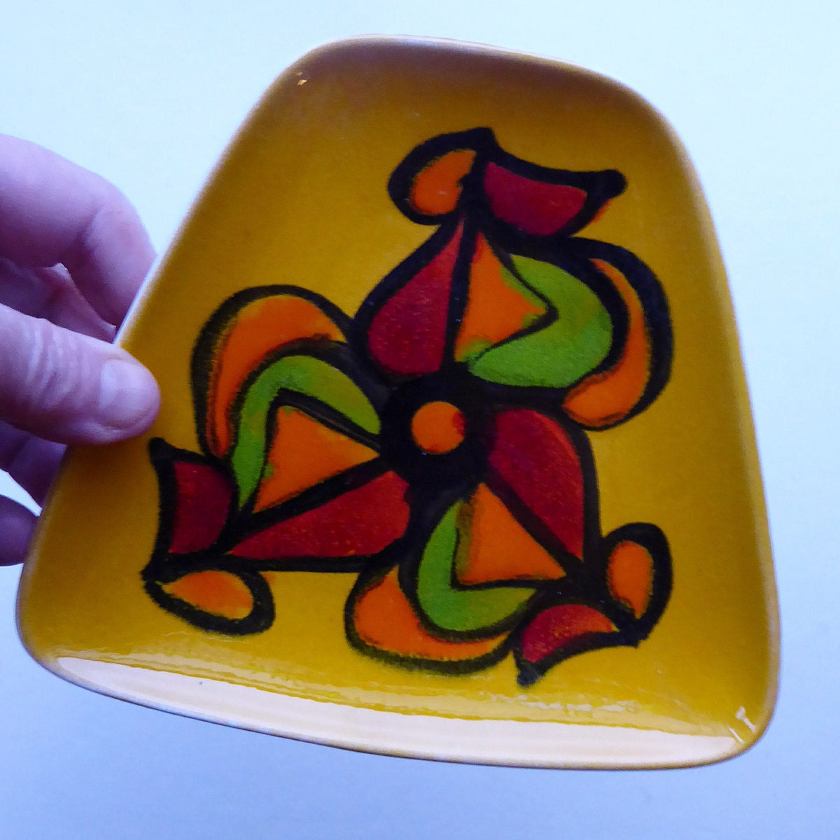 Fine LARGER 1970s Poole DELPHIS Pin Dish. Abstract Designs in Yellow ...